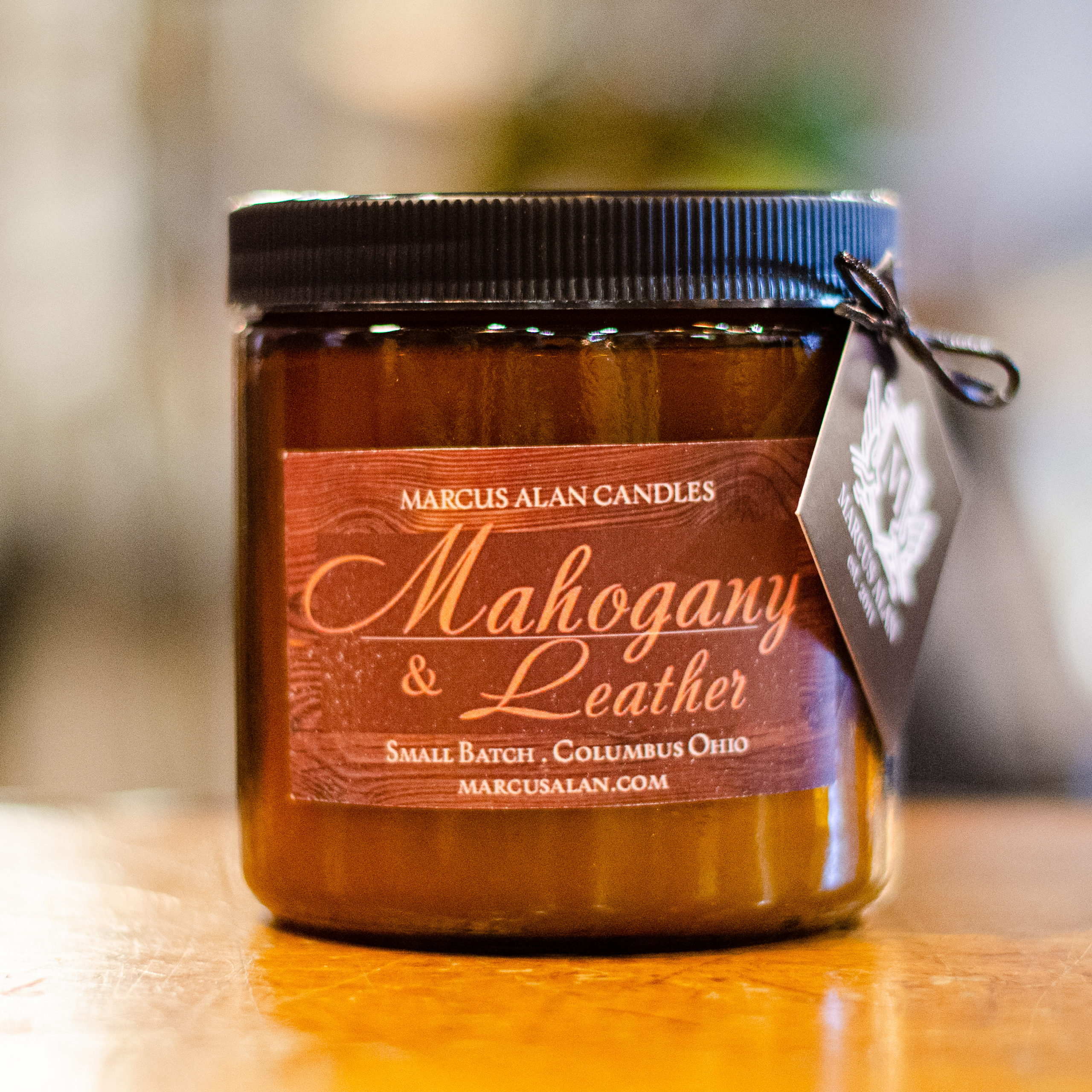 Mahogany and Leather Candle - Fortin Ironworks